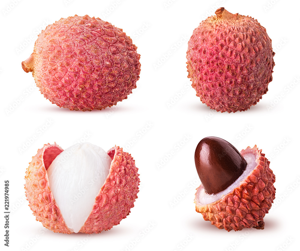 Set fresh lychee the skin is cut, whole, cut in half, with bone Stock ...