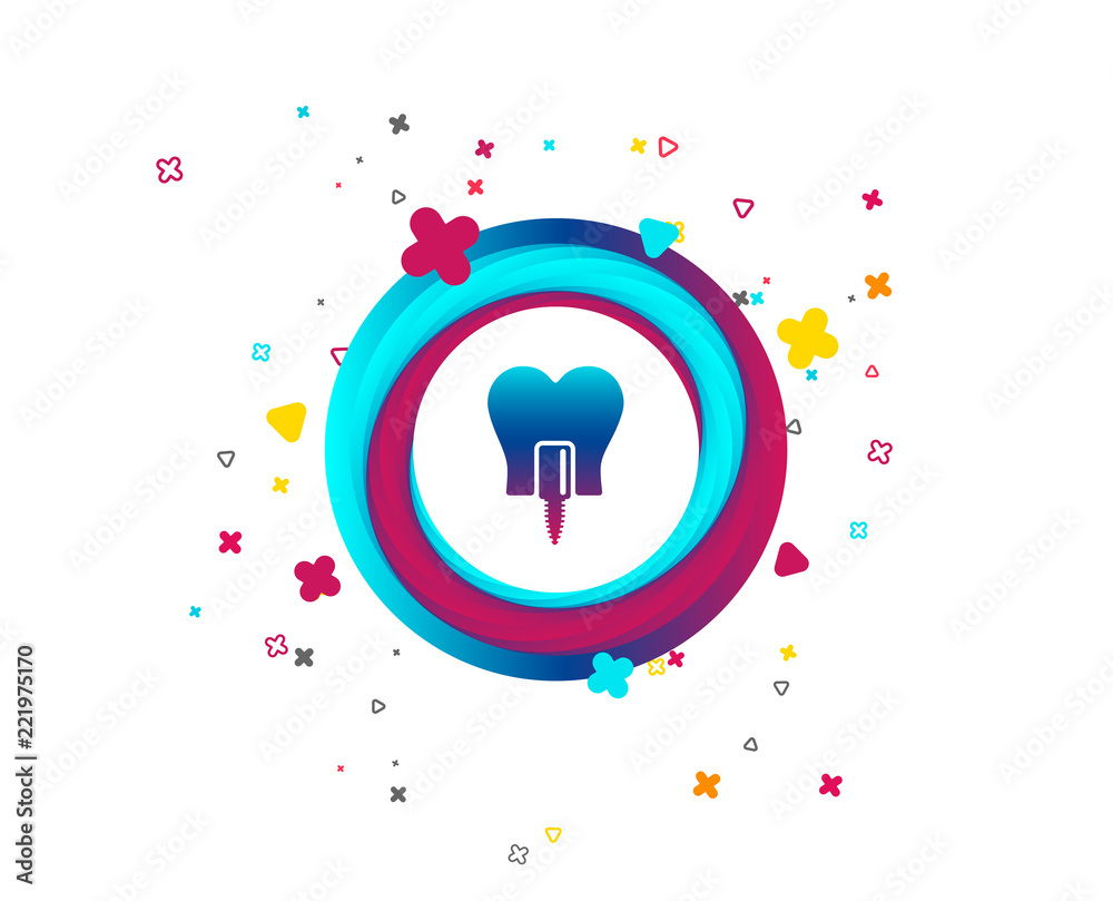 Tooth implant icon. Dental endosseous implant sign. Dental care symbol ...