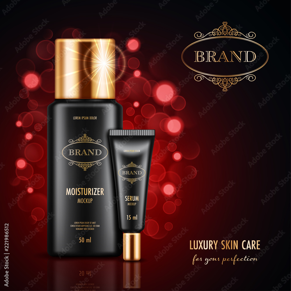 Cosmetic advertising poster with realistic containers for skin care ...
