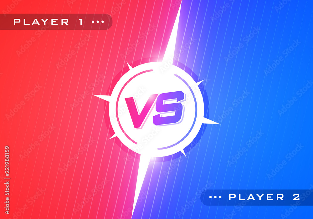 Vector illustration Versus screen design concept. Red and blue vs ...