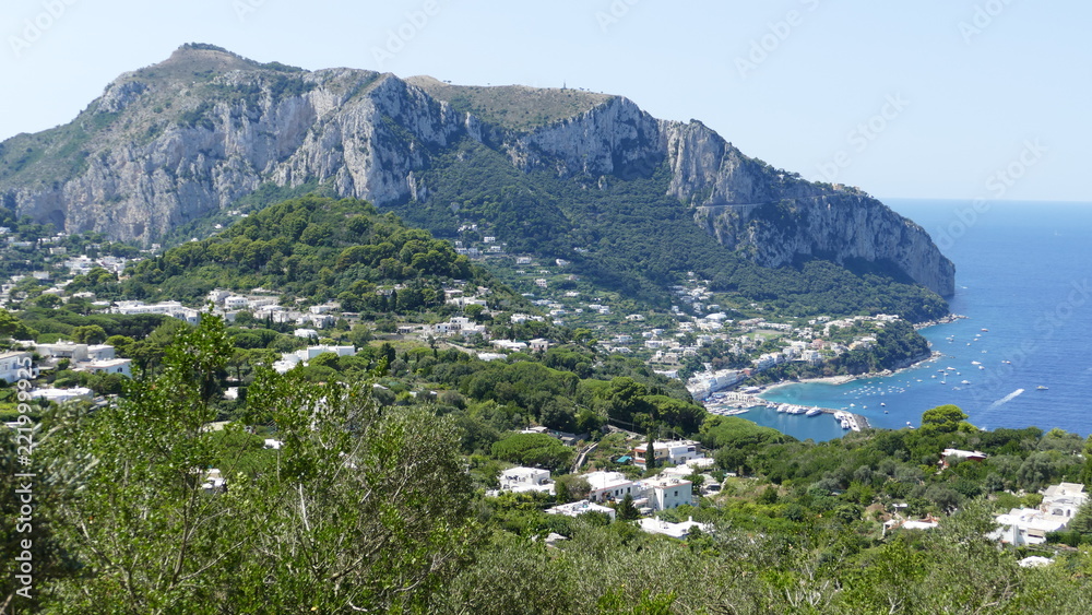Capri view over the island the monte solaro and marina grande Stock ...