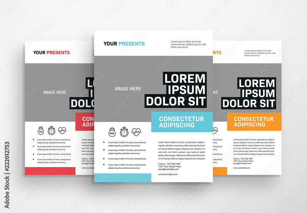 Flyer Layout in Three Colors Stock Template | Adobe Stock