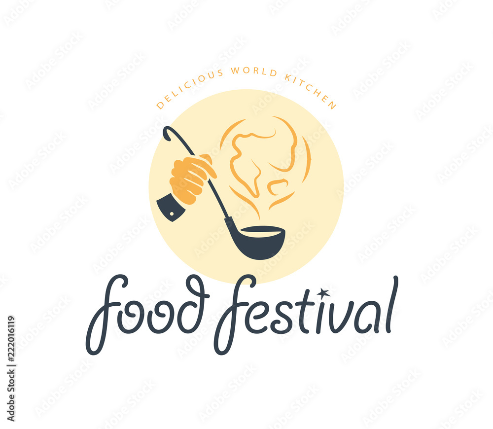 Vector food festival logo template in different color variants isolated ...