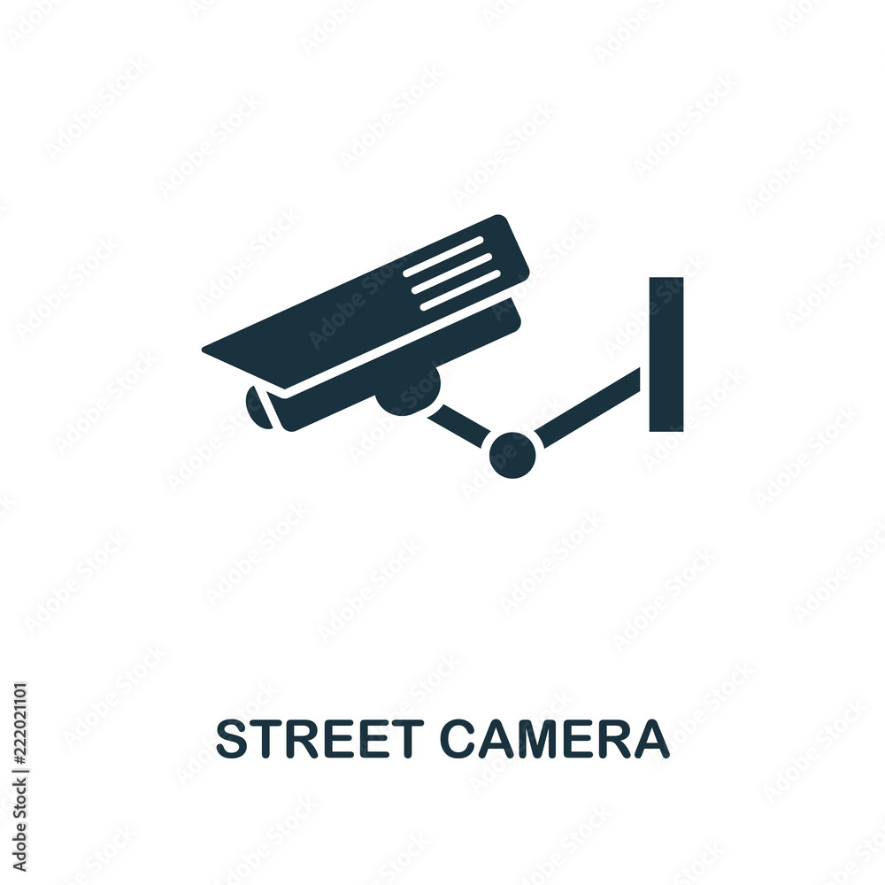 Street Camera icon. Monochrome style design from city elements icon ...