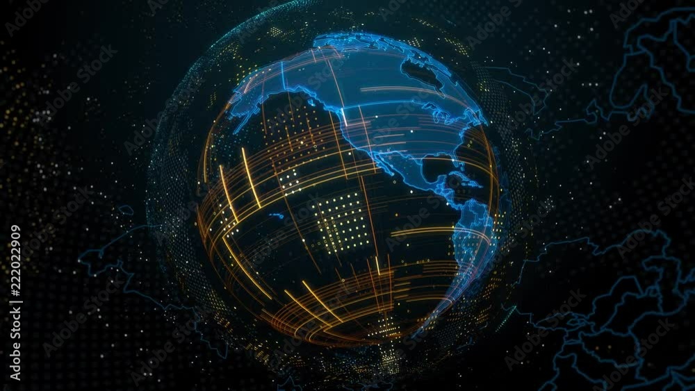 3d render abstract globe with detailed textures. Alot of particles ...