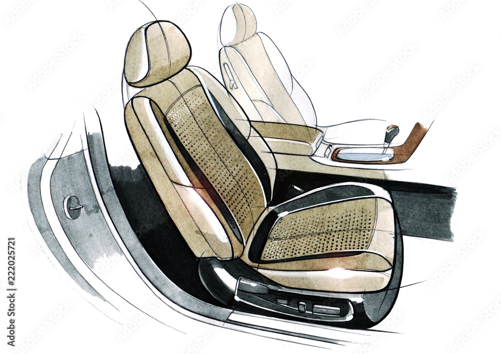 Drawing of the exclusive interior design of the car with the ...