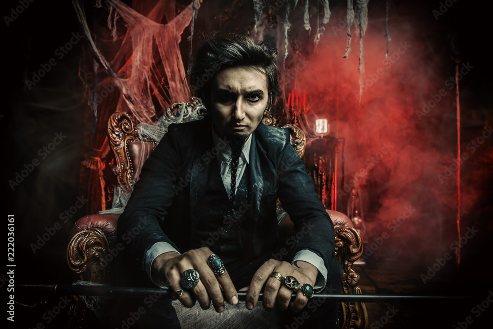 vampire man in darkness Stock Photo | Adobe Stock