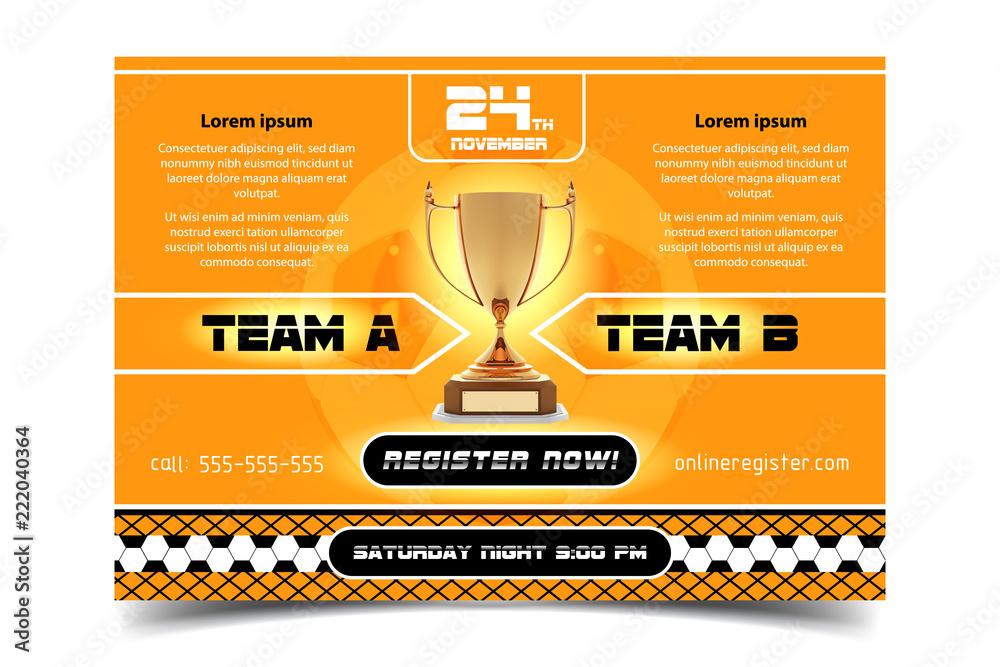 Soccer Poster design Vector. Football Ball concept. Design For Sport ...