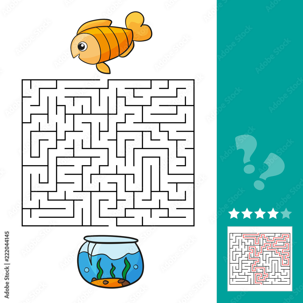 Cute fish educational maze game. Vector illustration of labyrinth ...
