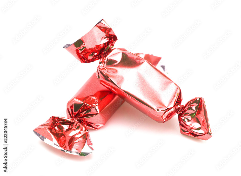 Red Wrapped Candy on a White Background Stock Photo | Adobe Stock