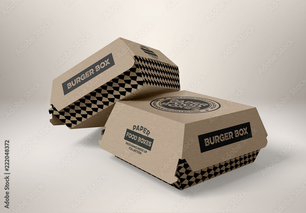 2 Stacked Takeout Food Boxes Mockup Stock Template | Adobe Stock