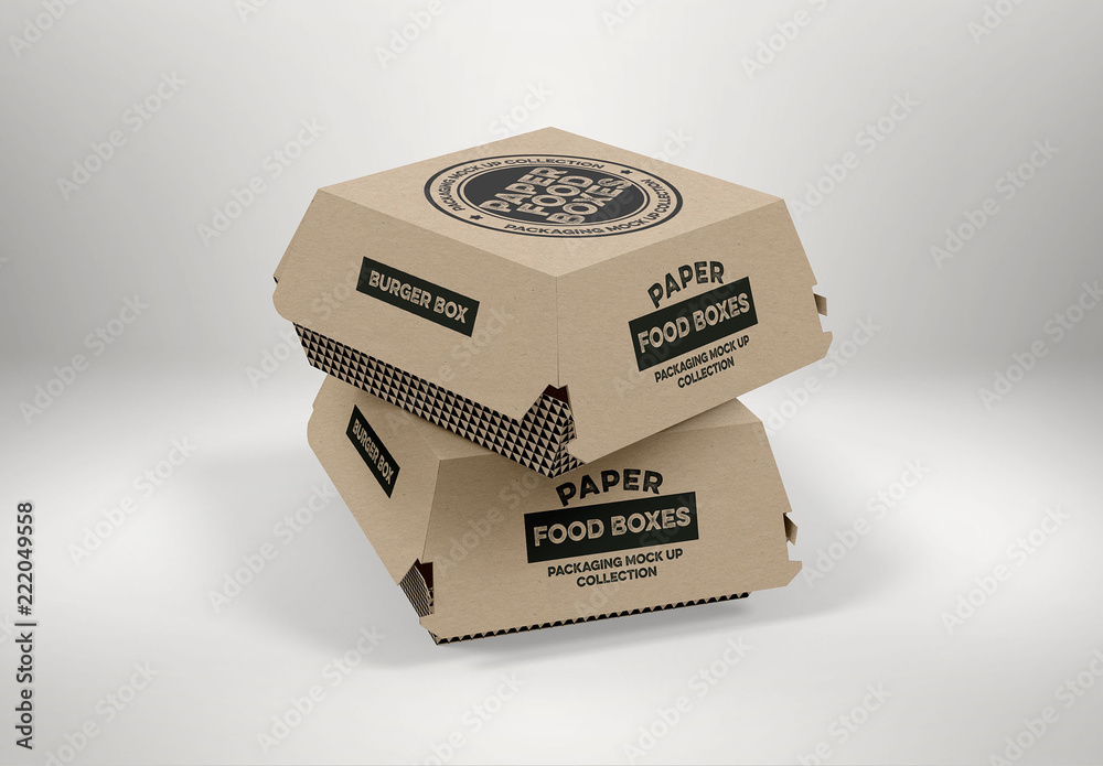 2 Stacked Takeout Food Boxes Mockup Stock Template | Adobe Stock