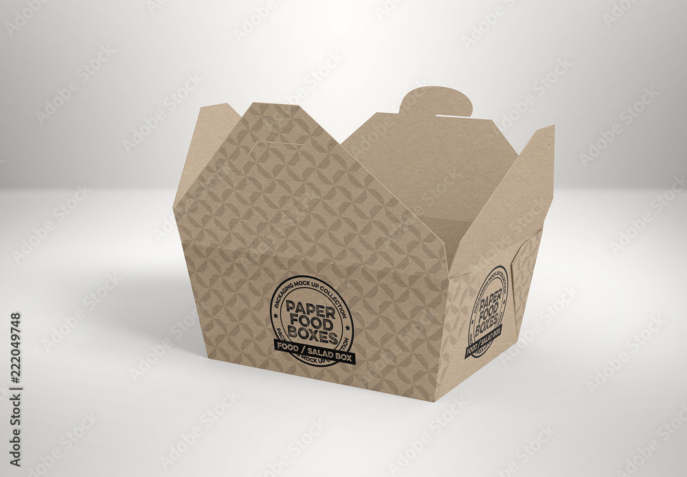Open Flap Closure Takeout Food Box Mockup Stock Template | Adobe Stock