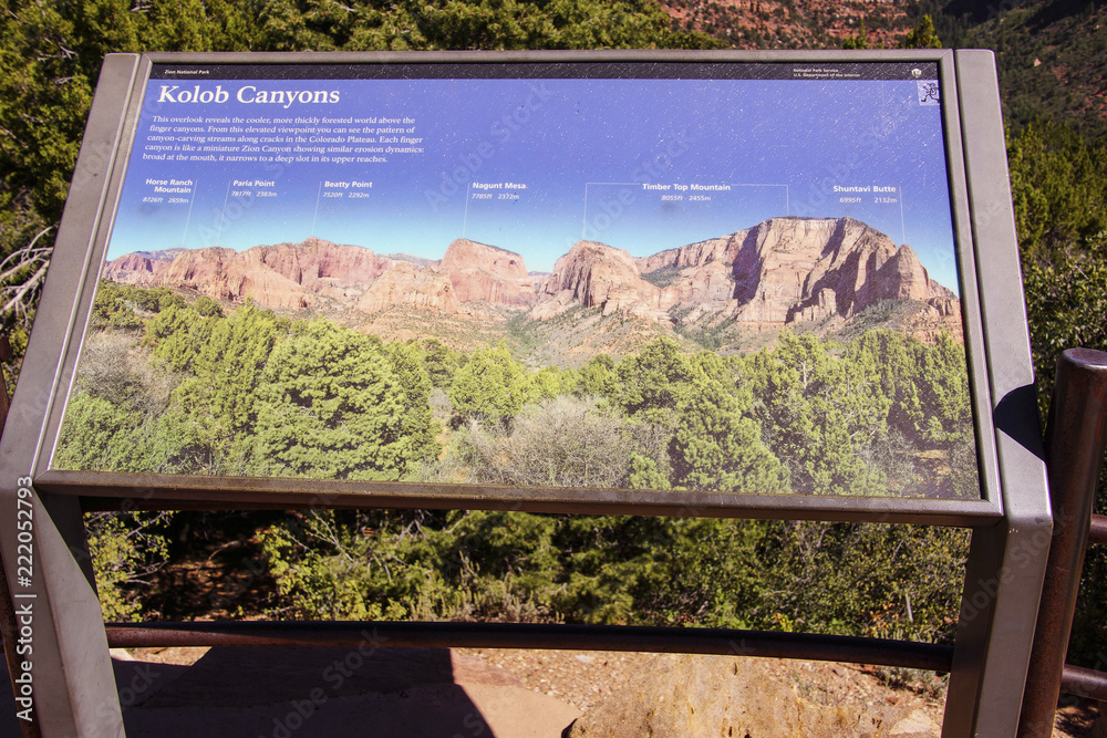 Map of Kolob Canyon trails Stock Photo | Adobe Stock