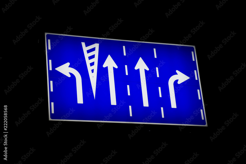 Traffic signs in the night Stock Photo | Adobe Stock