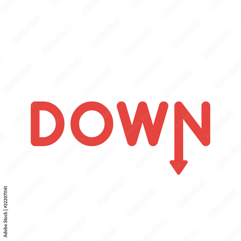 Vector icon concept of down word with arrow moving down vector de Stock ...
