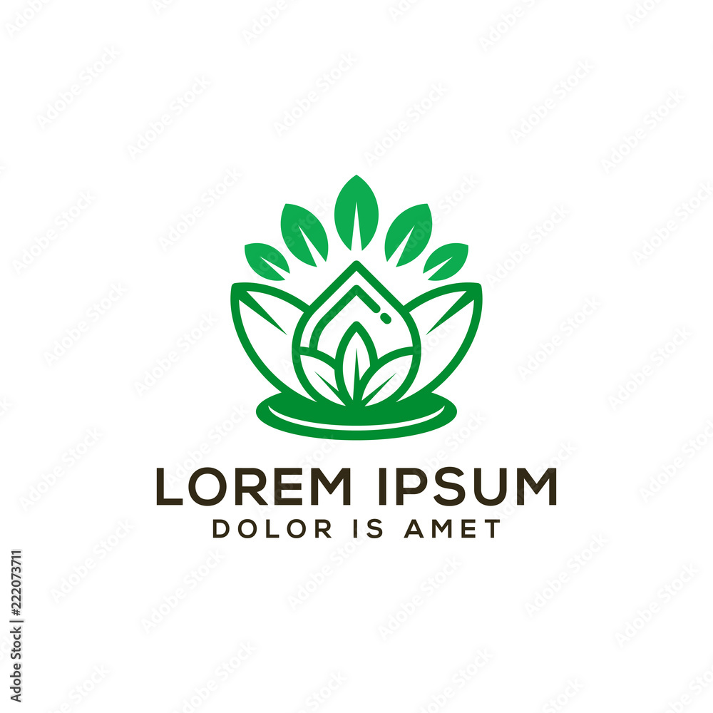 Nature oil extract logo, natural oil design with leaf vector ...