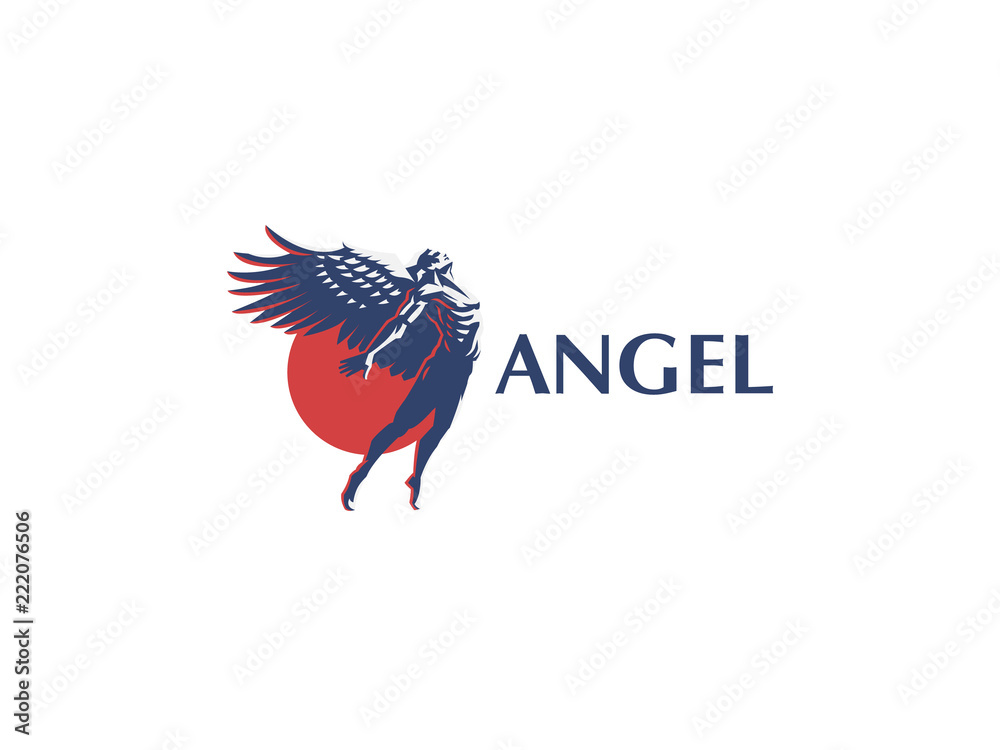 Angel man. Vector emblem. Stock Vector | Adobe Stock