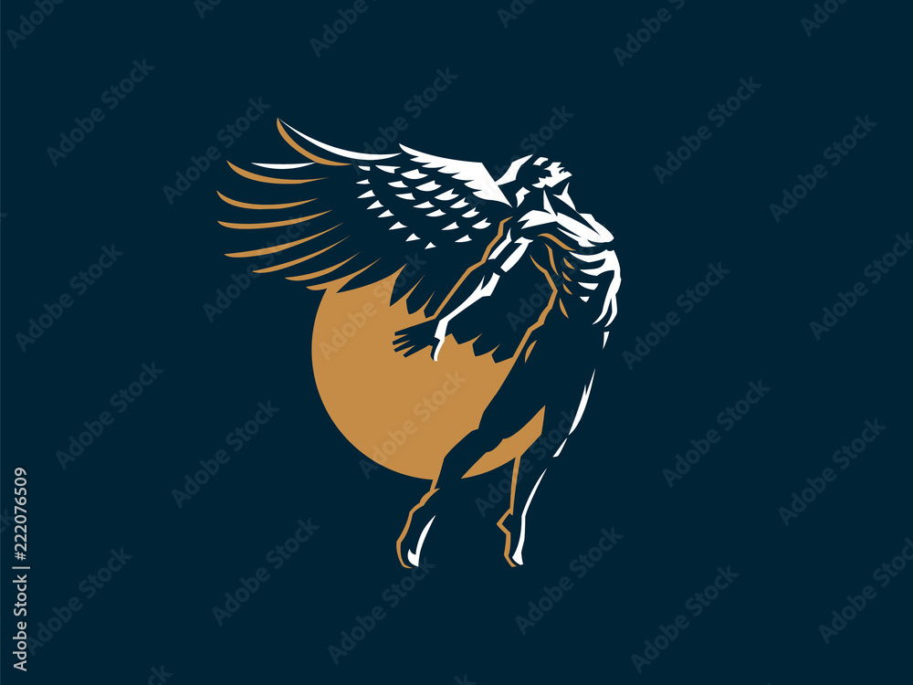 Angel man. Vector emblem. Stock Vector | Adobe Stock