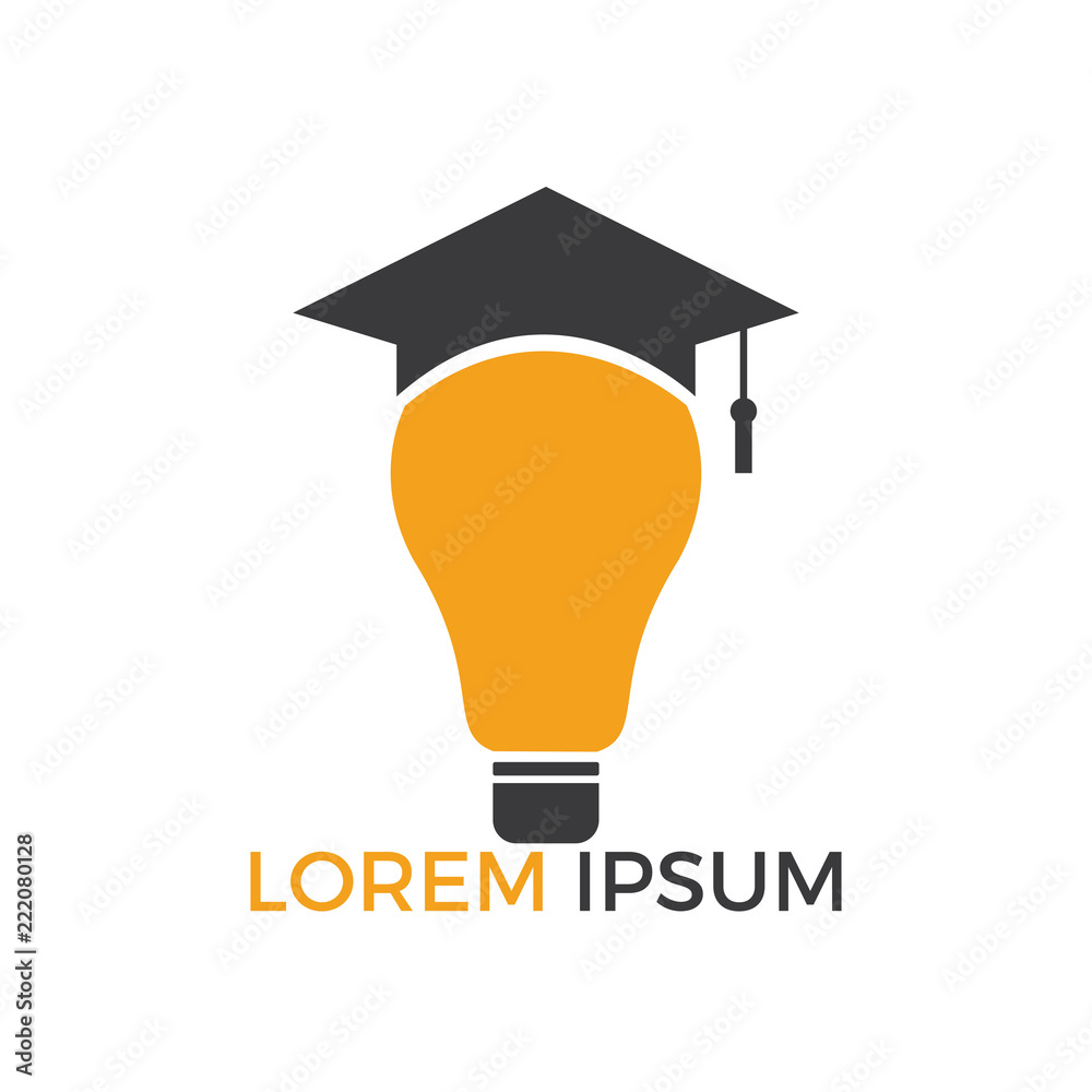 Light bulb and graduation cap logo. Creative Lamp Idea Genius Logo ...