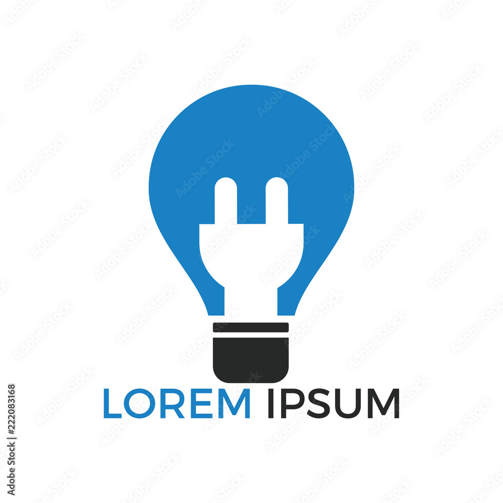 Light Lamp Electric Logo Design. Light bulb logo template with powers ...