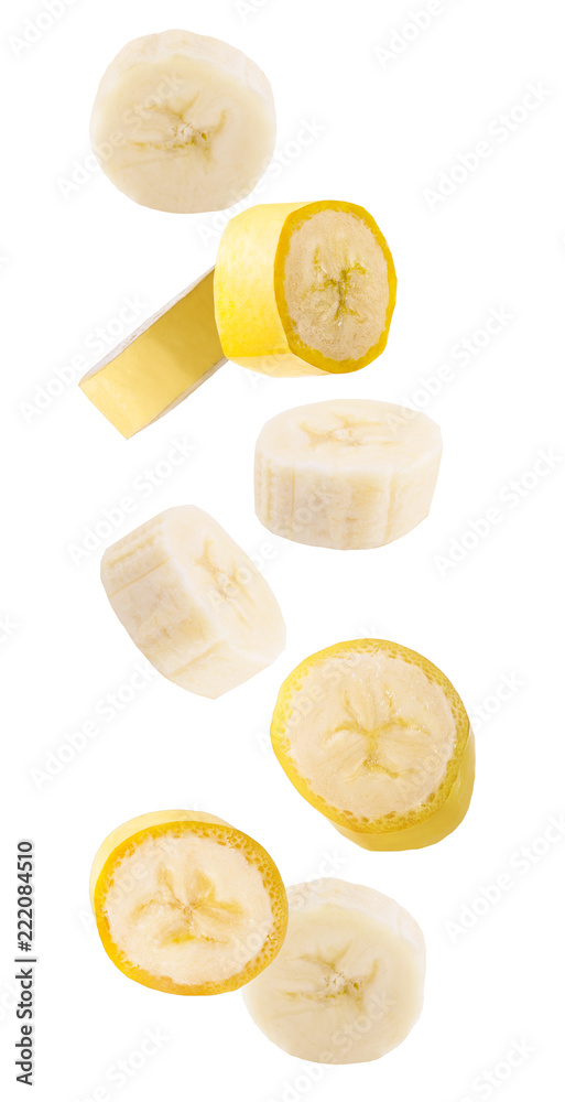 Falling banana isolated on white background with clipping path Stock ...