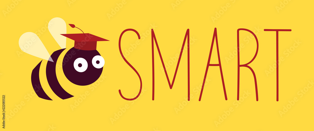 Vector illustration. Rebus depicting phrase 'Be Smart' with a bee ...