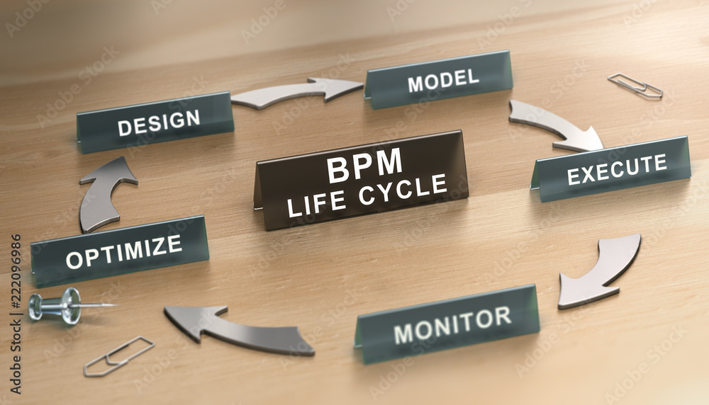 Business Process Management BPM Life Cycle Stock Illustration | Adobe Stock