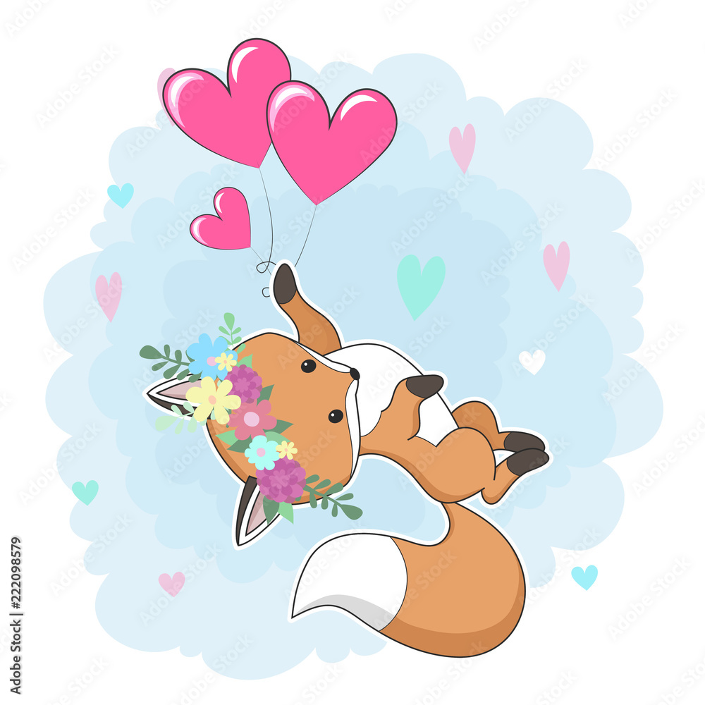 Vector red fox hand drawn cartoon illustration Stock Vector | Adobe Stock
