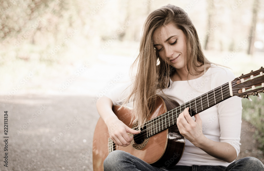 Vintage Girl With Guitar Photography