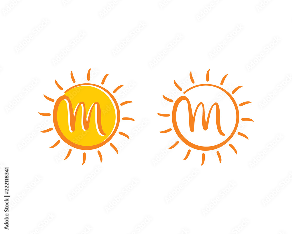 Letter M and Sun Logo Icon 001 Stock Vector | Adobe Stock