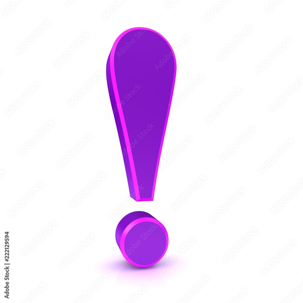 Exclamation Mark 3d Purple Exclamation Point Isolated Stock