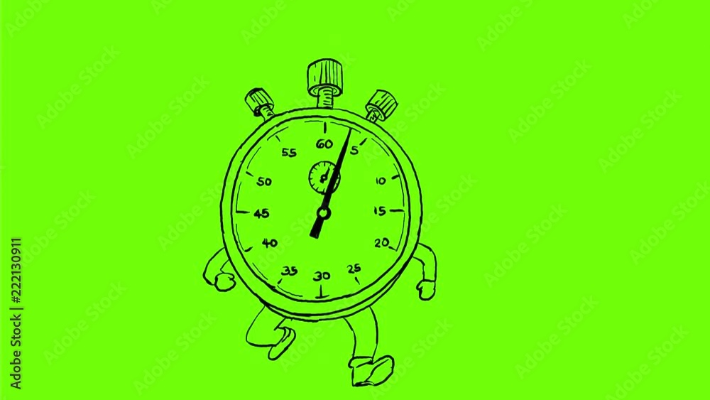 2d Animation motion graphics showing a drawing of stopwatch cartoon ...