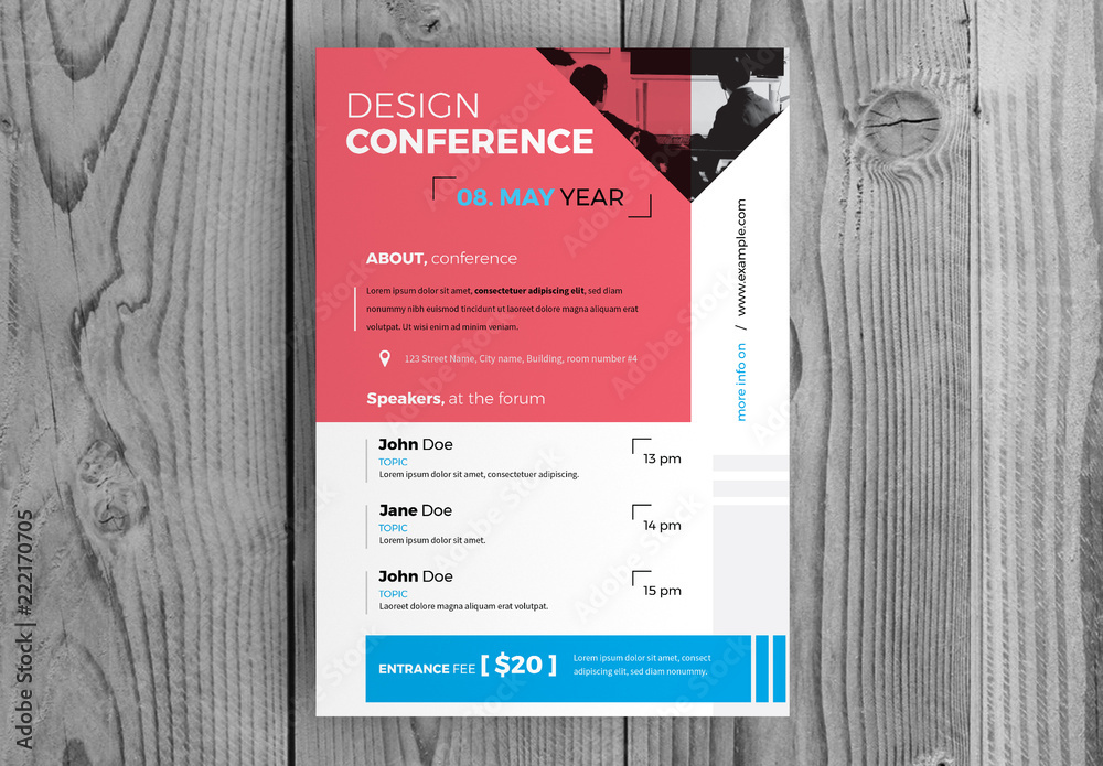 Business Conference Flyer Layout with Red Accents Stock Template ...