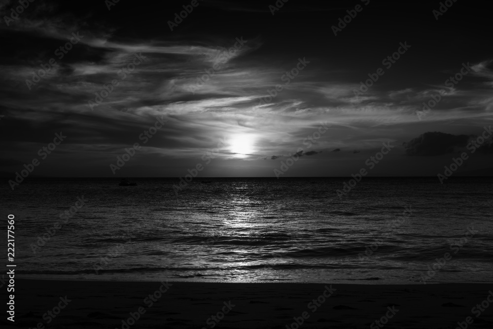 Beach Sunset Images Black And White