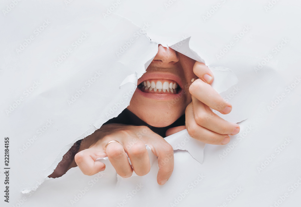 Panic on the woman's face. Anger and despair concept. The escape. Stock ...