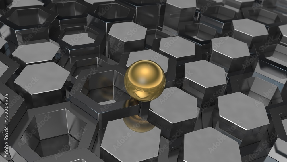 3D illustration of a background of the plurality of platinum metal and ...