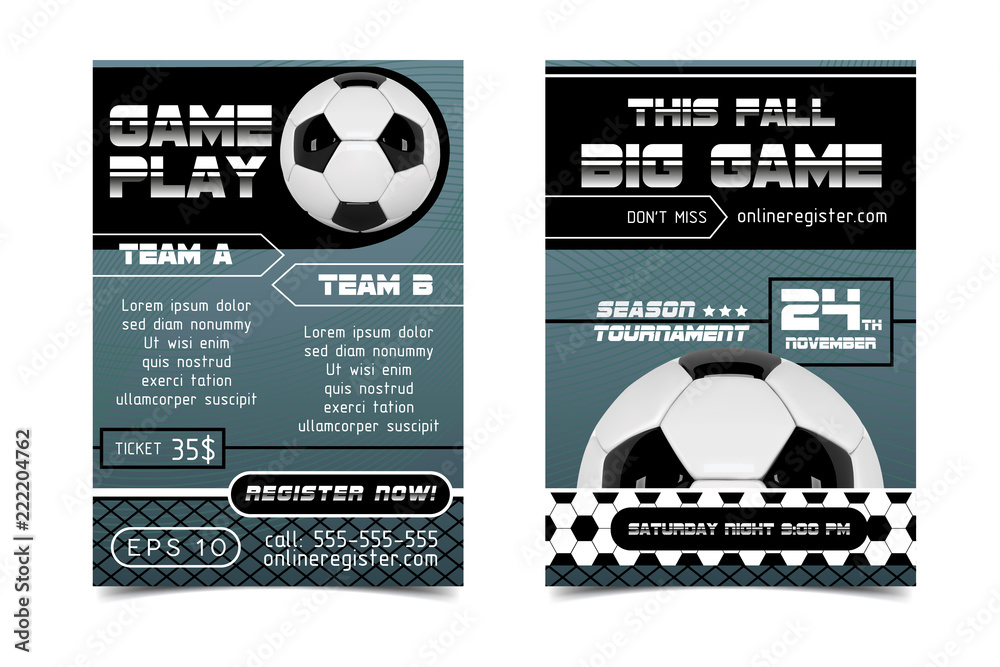 Soccer Poster design Vector. Football Ball concept. Design For Sport ...