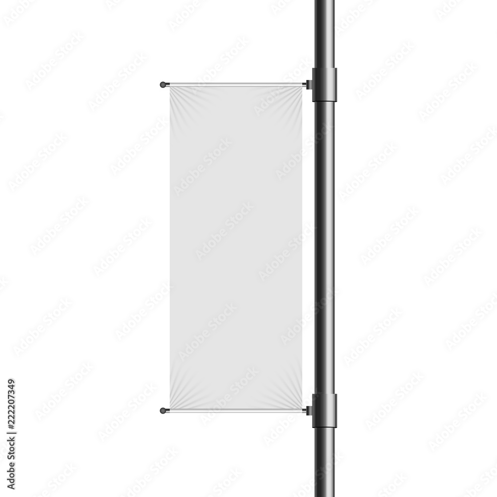 empty blank lamp post banner mock up isolated on white background Stock ...