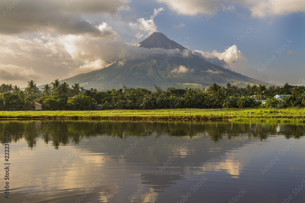 Mayon Volcano and Sumlang Lake Stock Photo | Adobe Stock