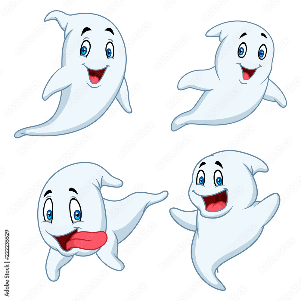 Cartoon ghost collection set isolated on white background Stock Vector ...