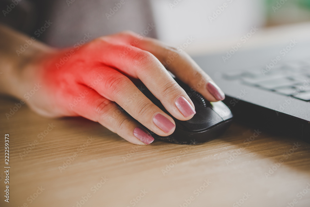 business woman hand pain caused by an excessive use of mouse Stock ...