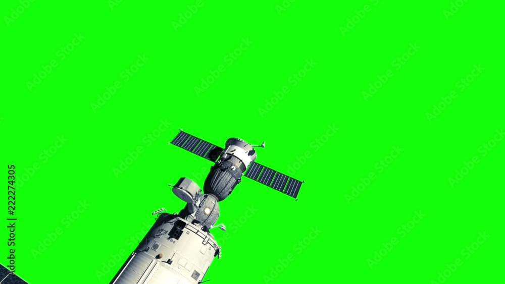 Flight Of International Space Station. Green Screen. 3D Animation ...