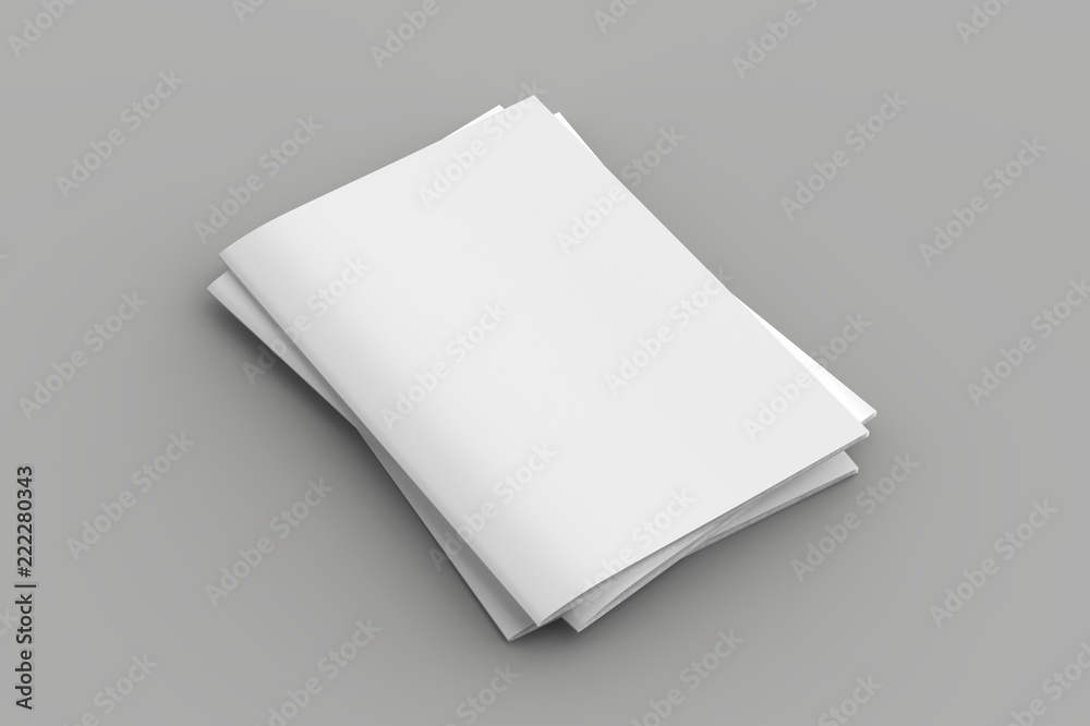 Softcover magazine or brochure mock up isolated on soft gray background ...