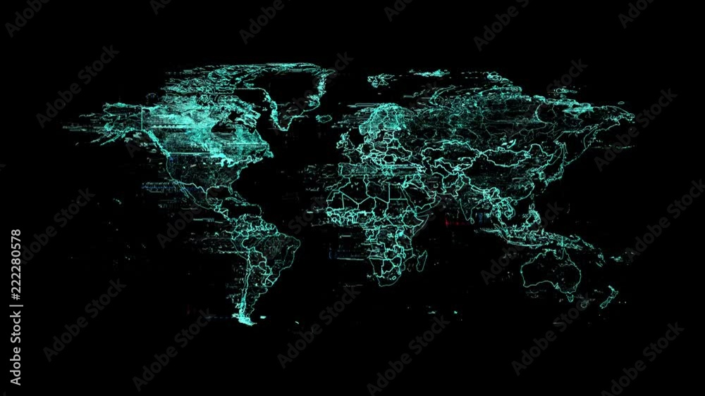 World map glitch effect background. Motion graphic 2d design. Stock ...