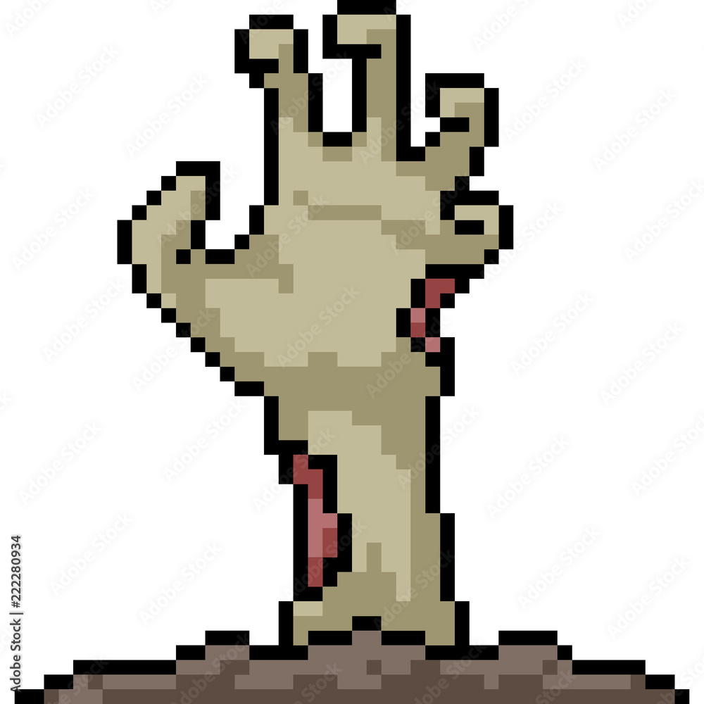 vector pixel art zombie hand Stock Vector | Adobe Stock