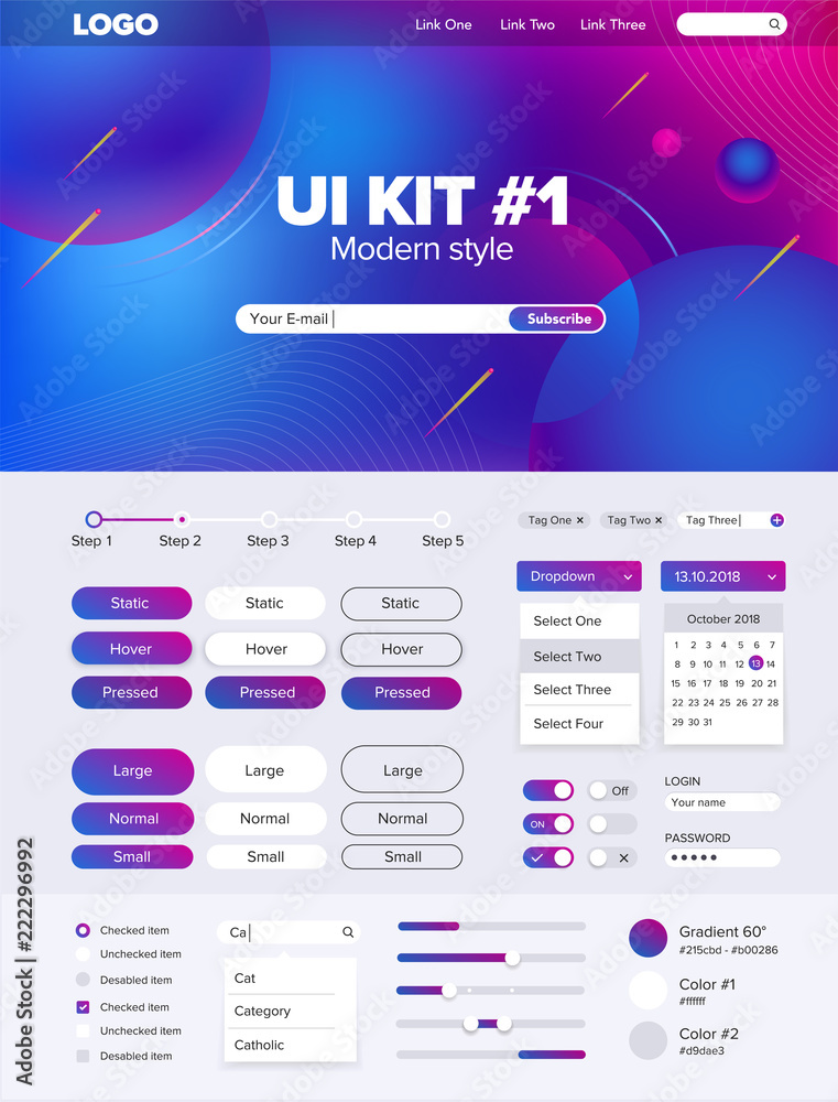 UI Kit for website Stock Vector | Adobe Stock