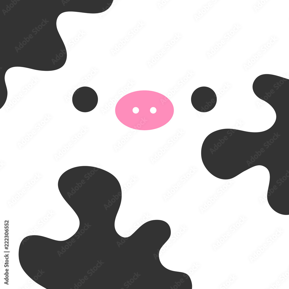 Cute simple cow vector graphic icon. Cartoon cow animal square face ...