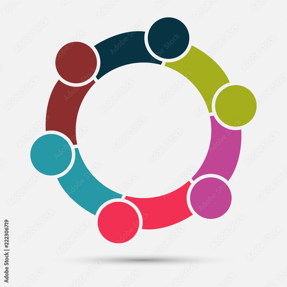 Group of Six people in a circle.Teamwork meeting.people are meeting in ...