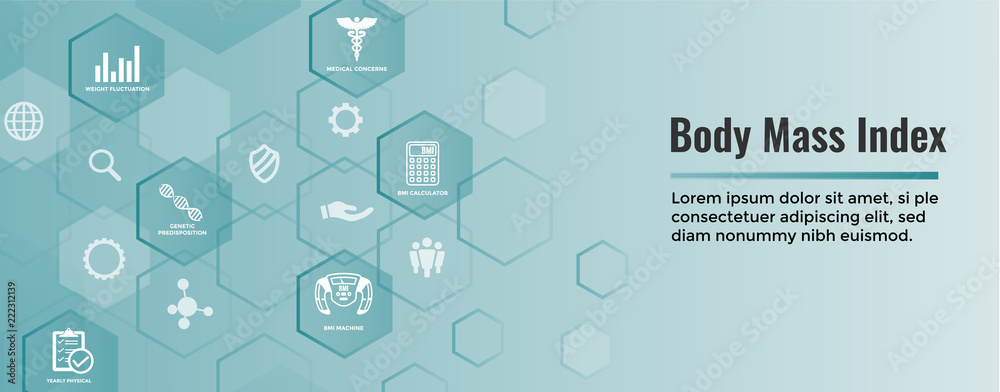 BMI or Body Mass Index Icons with scale, indicator, & calculator Stock ...